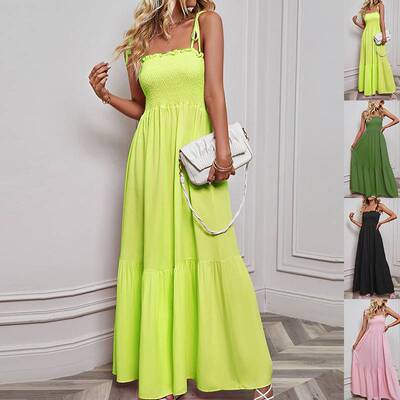Women's New Off Shoulder Comfortable Strap Long Cake Dress
