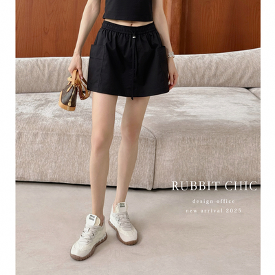 RUBBIT百搭神器 极简休闲裙裤 松紧腰防走光大口袋设计短裙半裙