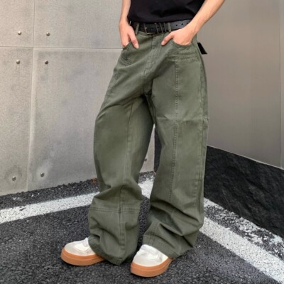 Uekk美式高街伐木直筒裤子男