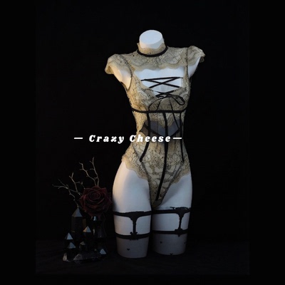 Crzay Cheese「法式吻痕」性感蕾丝连体衣战袍趣味制服qqny内衣