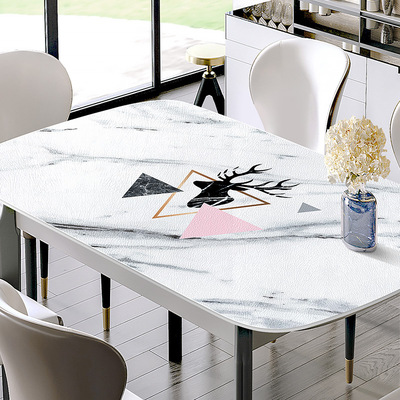 大理石纹茶几桌布防水防油免洗防烫PVC皮革餐桌垫家用长方形台布