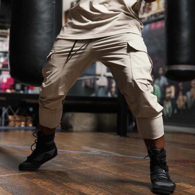 Thin ice silk leg tied pants, plus size multi pocket