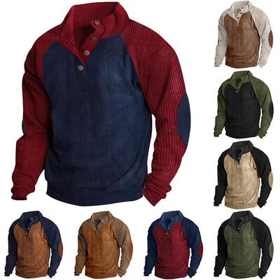 Men's outdoor raglan sleeve stand up collar corduroy color