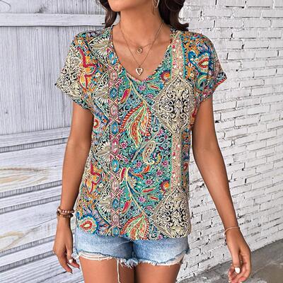 Women's full width printed women's top