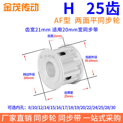 H25齿AF齿宽21同步带轮内孔1415 18 19 20 22 24H型075现货同步轮