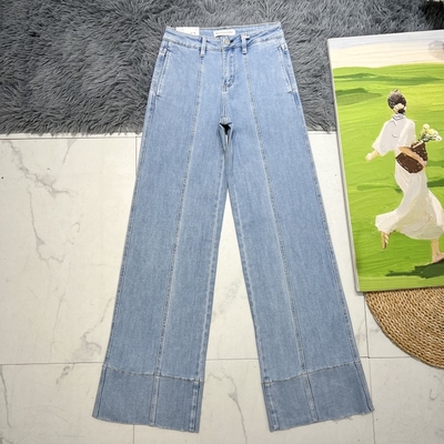 【毫无束缚】巨百搭水洗浅蓝 鱼骨显瘦弹力牛仔裤阔腿裤拖地裤