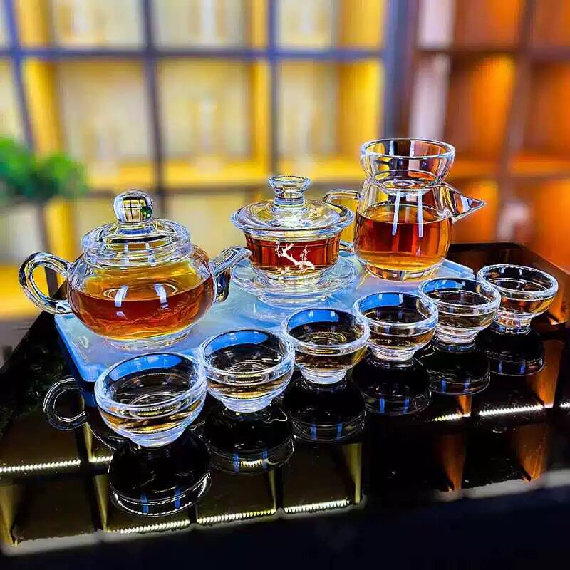 东海水晶茶具套装家用高档泡茶壶茶杯礼盒装送礼佳品