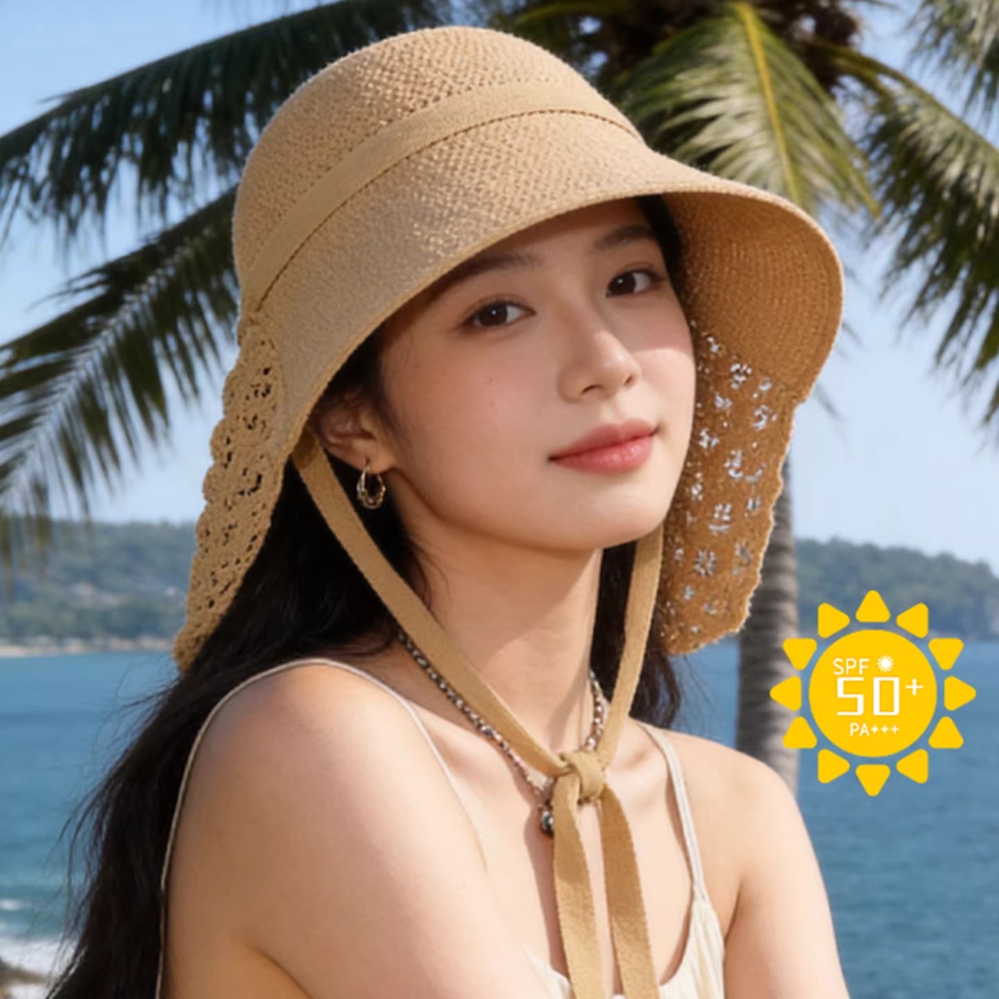渔夫帽子女夏季防晒遮阳帽户外出游大帽檐防紫外线沙滩度假太阳帽