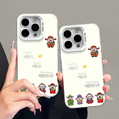 小众顺财神适用苹果16promax手机壳17华为mate60pro创意pura80国风OReno14防摔vivos30荣耀400高级感15时尚13