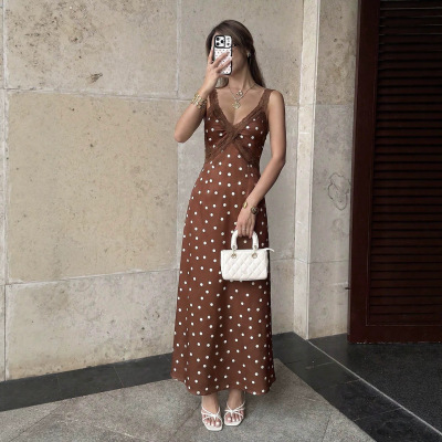 women's Lace camisole long dresses deep V-neck 蕾丝吊带长裙