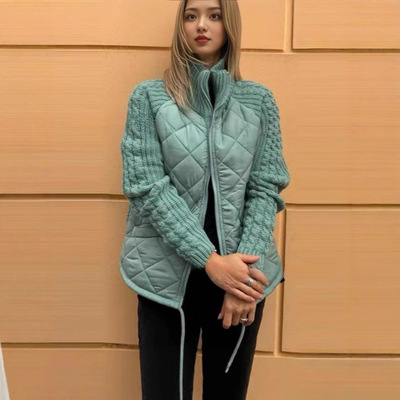 women's cardigan zipper long sleeve stand collar warm jacket