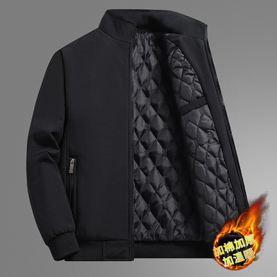 裴乐秋冬高档行政夹克男中老年外套加棉加厚保暖立领休闲百搭商务