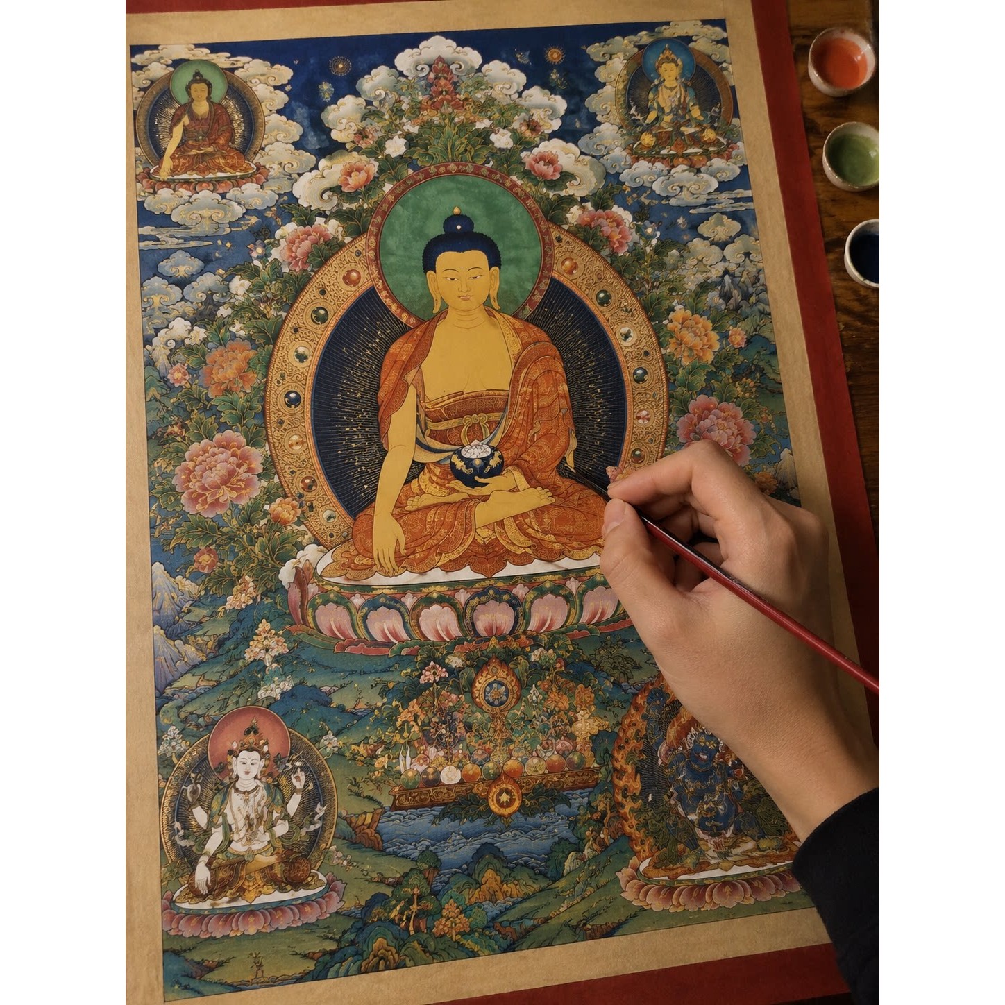 唐卡描金勾线笔极细尼龙毛勾线笔美术专用超细拉线笔唐卡勾线笔