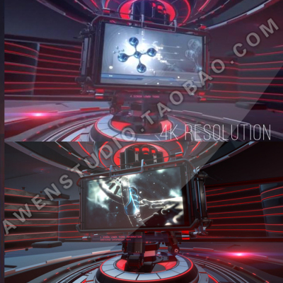 ELEMENT 3D三维旋转场景视频柱广播新闻栏目电视包装片头AE模板