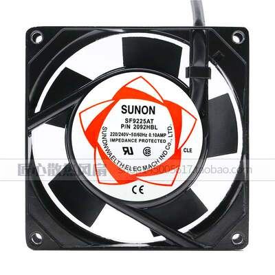 全新SUNON建准9225滚珠9cm风机SF9225AT2092HBL散热风扇220v 轴流