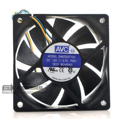 AVC DA07020T12U 7020 12V 0.7A 7cm 4线温控 大风量 CPU机箱风扇