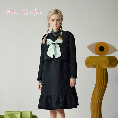 法式千金风蝴蝶结装饰短外套