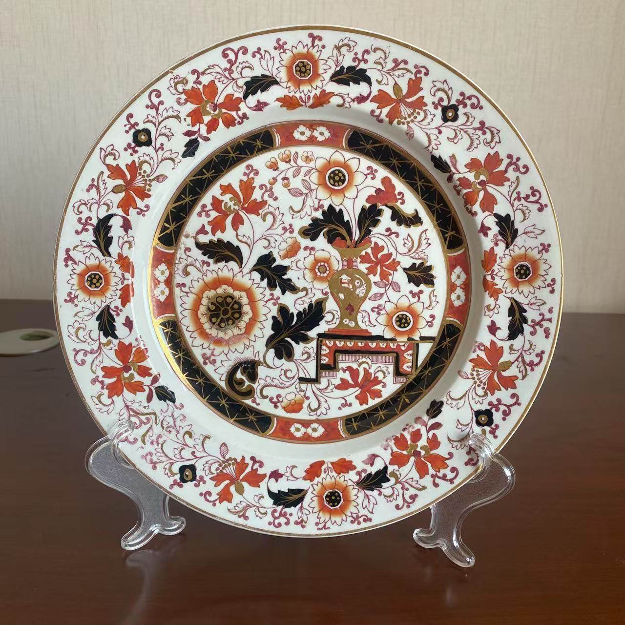 Ashworth Bros Real Ironstone 手绘鎏金古董收藏赏盘 老瓷器摆盘