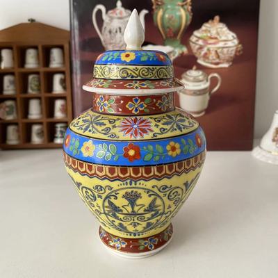 DRESDEN 德累斯顿 德国古董手绘收藏罐 瓷器瓶摆件 茶罐 将军盖罐