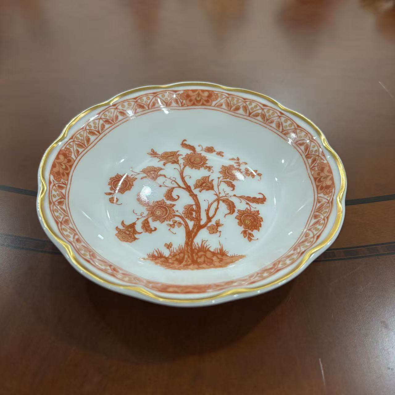 Haviland 哈维兰 法国名瓷利摩日 描金装饰花卉瓷盘 中古收藏小碟