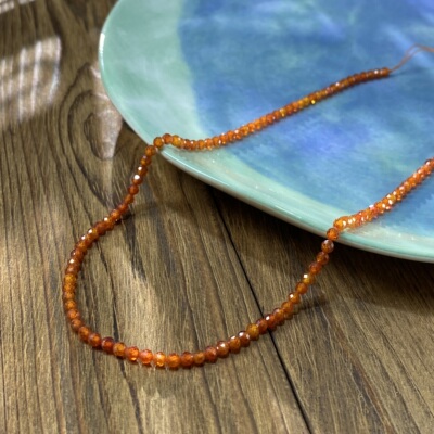 橙色锆石3mm切面圆珠整串手工DIY串珠手链项链饰品配件半成品S507