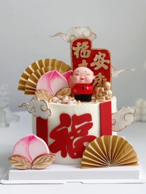 祝寿爷爷奶奶蛋糕装饰寿桃摆件