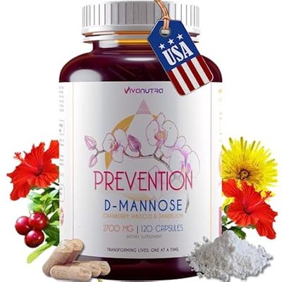 D Mannose Capsules 2000 MG Per Day - With Cranberry Pills
