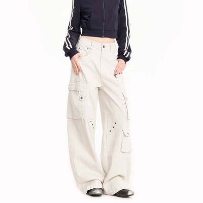 CMF小众设计感打孔拉链美式街头感工装休闲裤休闲时尚