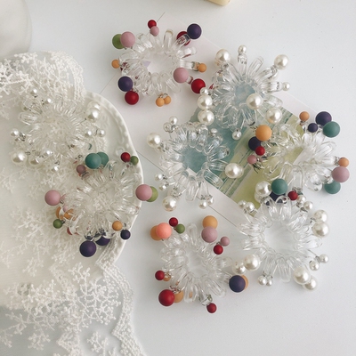 电话线钉珠无痕头绳橡皮筋森系