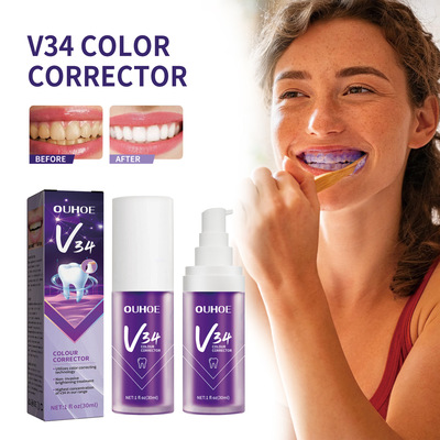 V34 Purple Color Corrector Teeth Toothpaste Effectiv