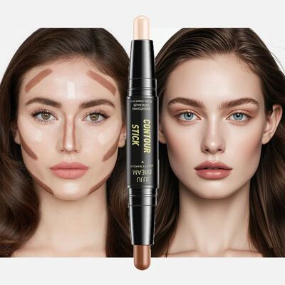 Dual-ended contour stick, facial foundation, concealer, long