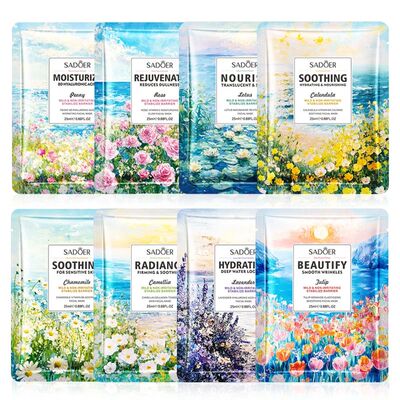 8pcs Flowers Facial Masks Moisturizing Hydrating Whitening A