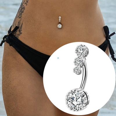 Crystal Navel Ring Barbell Drop Dangle Body Piercing Nombril