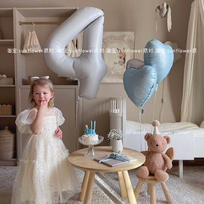 40寸沙白色大号数字铝膜气球