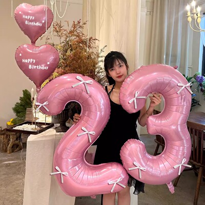 成人生日网红珠光粉数字气球