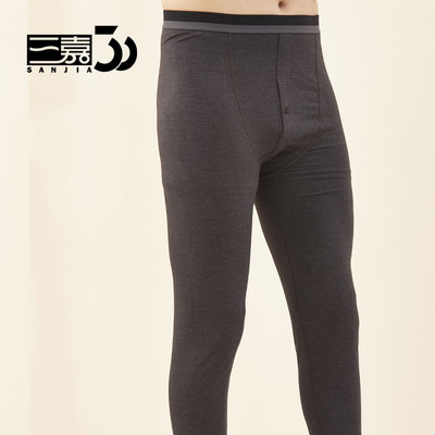 三嘉保暖高腰男士秋裤线绒裤薄款