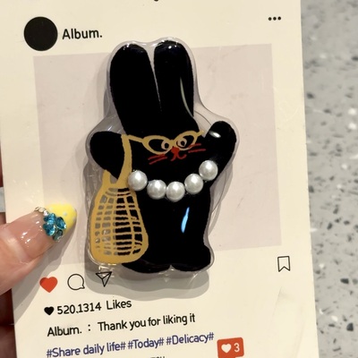 立体珍珠项链镜框购物袋黑兔粘贴支架亚克力伸缩气垫懒人桌面支撑