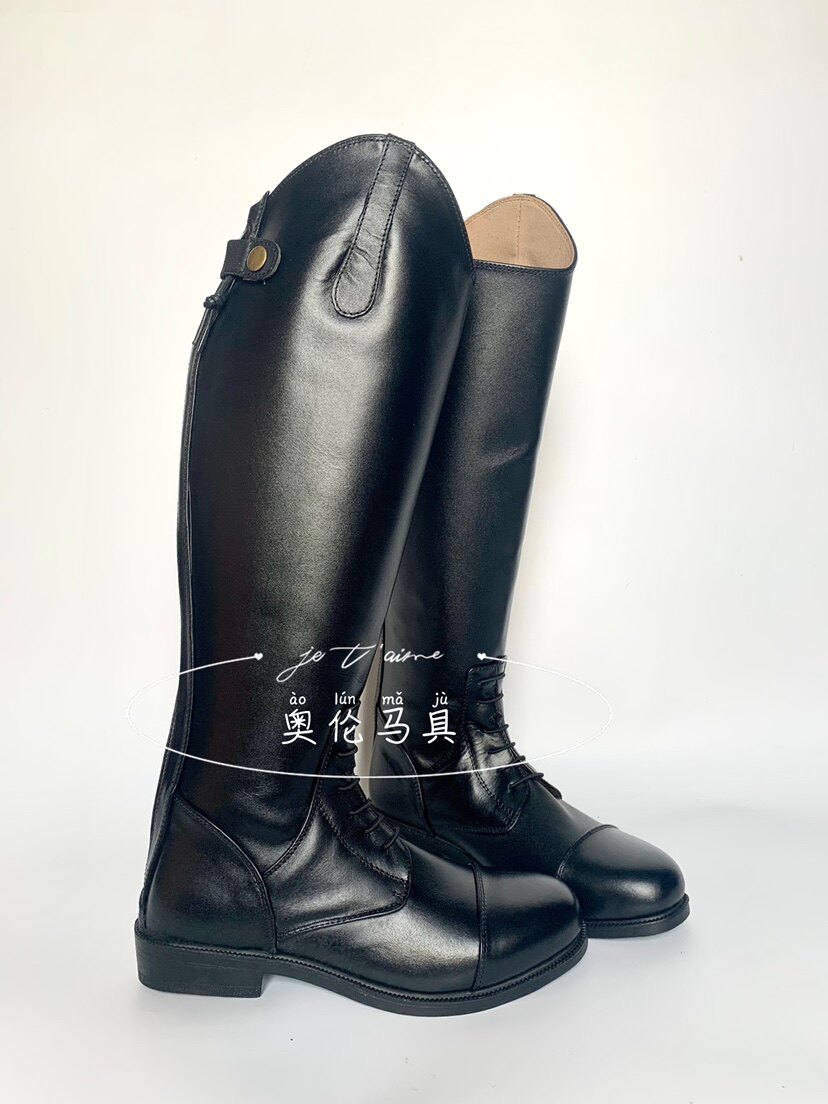 高筒马术靴骑士马靴奥伦马具马术用品英式骑士装备头层皮骑马靴