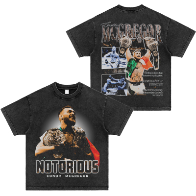 Conor McGregor康纳短袖T恤UFC嘴炮人像拳击格斗宽松美式做旧复古