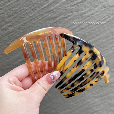 焦糖豹纹色盘发簪插梳法式