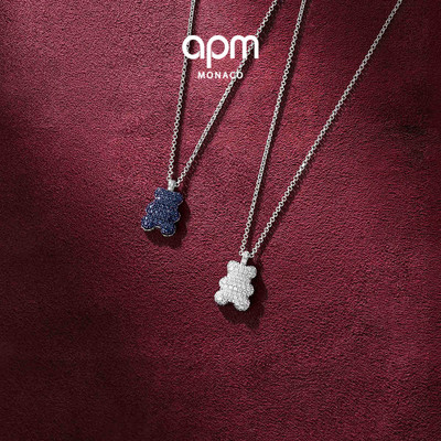APM Monaco蓝白双色Yummy Baby Baba项链小号小熊时尚摩登礼物*