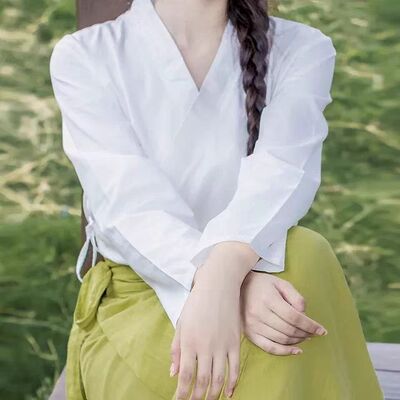 汉服改良斜襟交领系带德绒长袖秋冬上衣中国风内搭日常汉元素大码