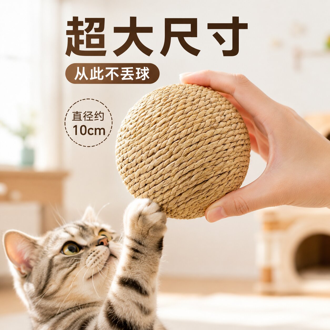 猫玩具剑麻球超大自嗨解闷神器磨牙耐咬发声球猫咪用品逗猫不掉屑