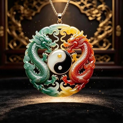 双龙太极合金吊坠师傅推荐新中式国风双龙戏太极珠吊坠随身男女款