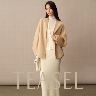 双面呢纯骆驼绒斗篷阔型慵懒风短外套