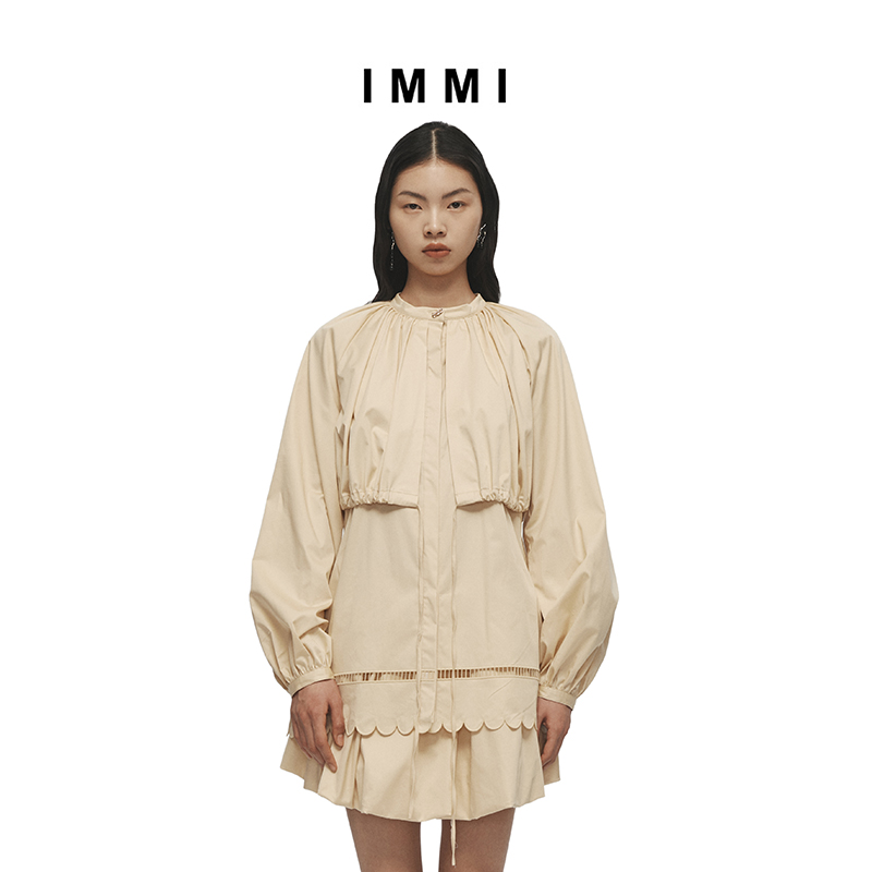 【IMMI】春夏免烫缎面全棉假两件衬衫111ST001X_虎窝淘