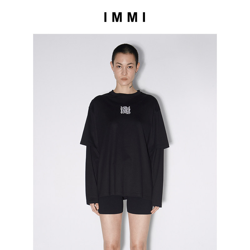 【IMMI】23夏季新品字母LOGO印花长袖T恤131TP023Y_虎窝淘