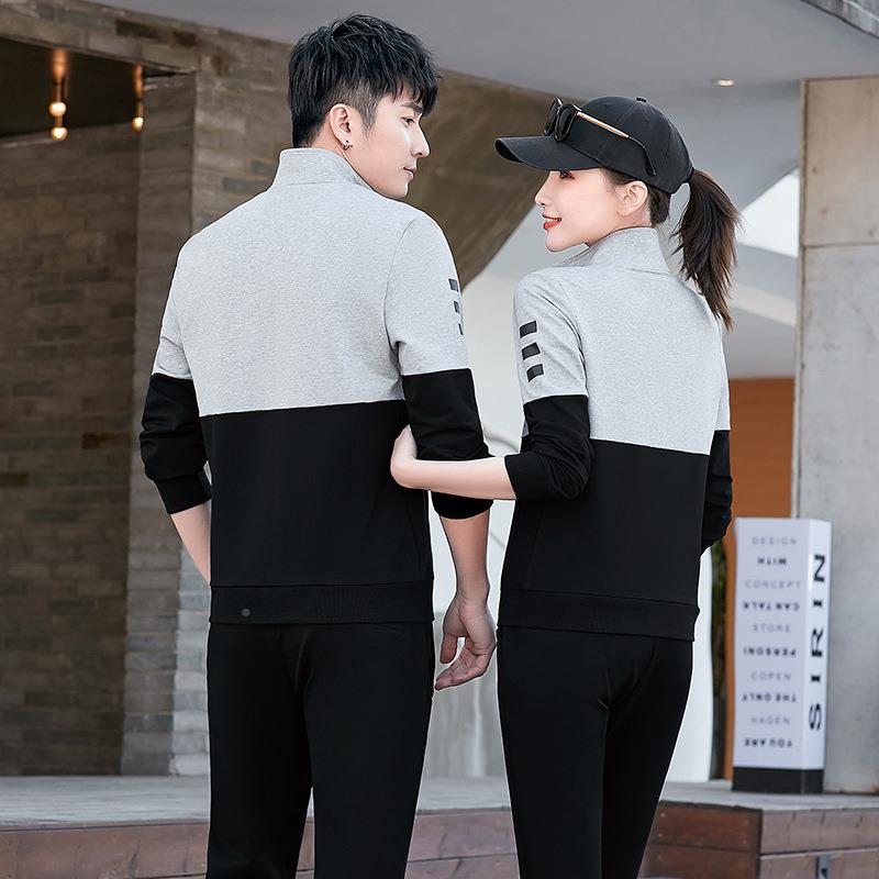 6521627春服秋季男士运动套装三侣件套女士休运动撞色闲情装休闲