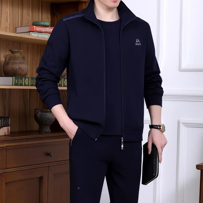 中老动年动套装男春季爸秋爸6292722装运运服男三件套休闲父亲装