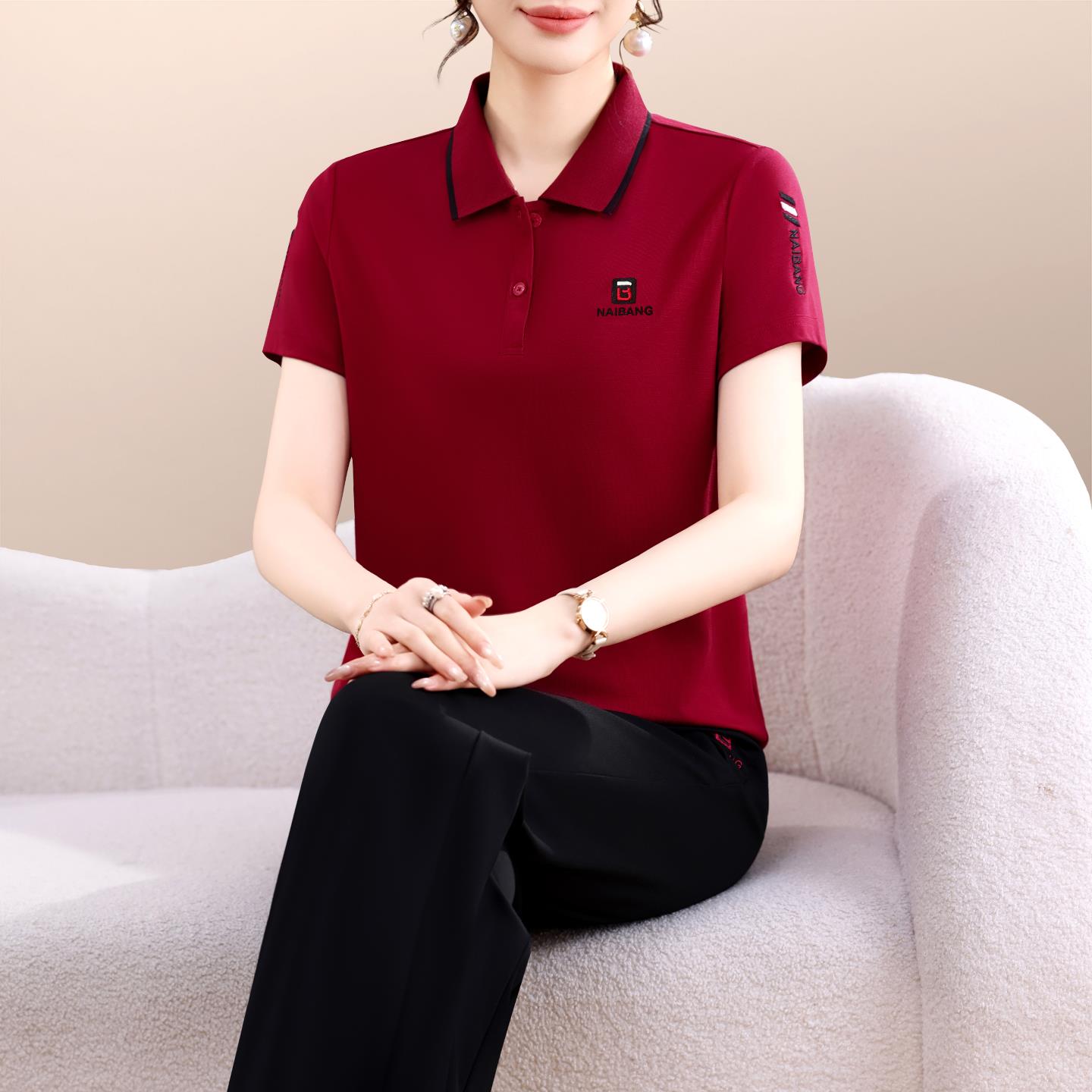 运动套装女夏洋季新款时尚休闲薄服款107079短长裤气质袖跑步两件